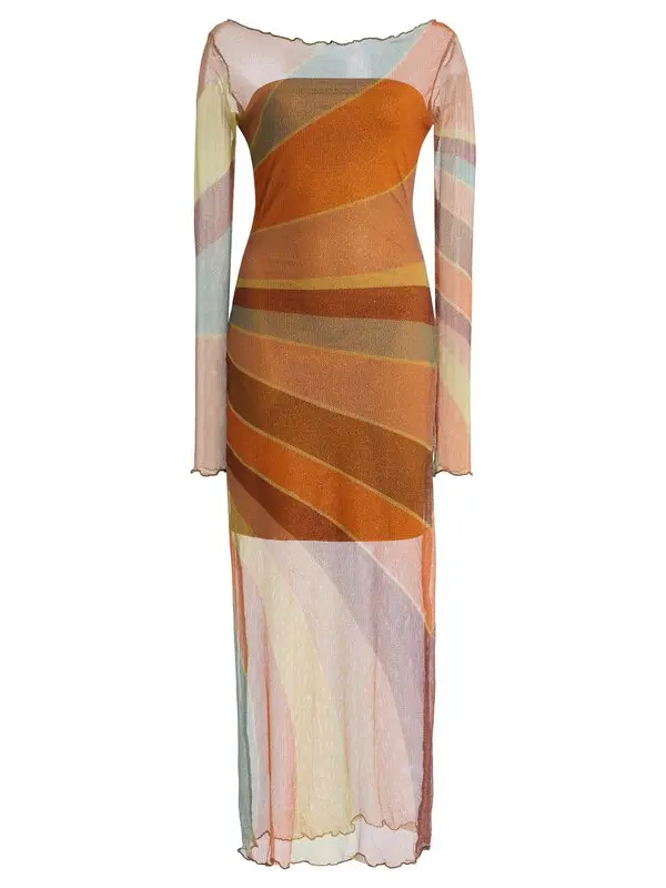 CALA DE LA CRUZ Sparkling Mesh Midi Dress - Multi