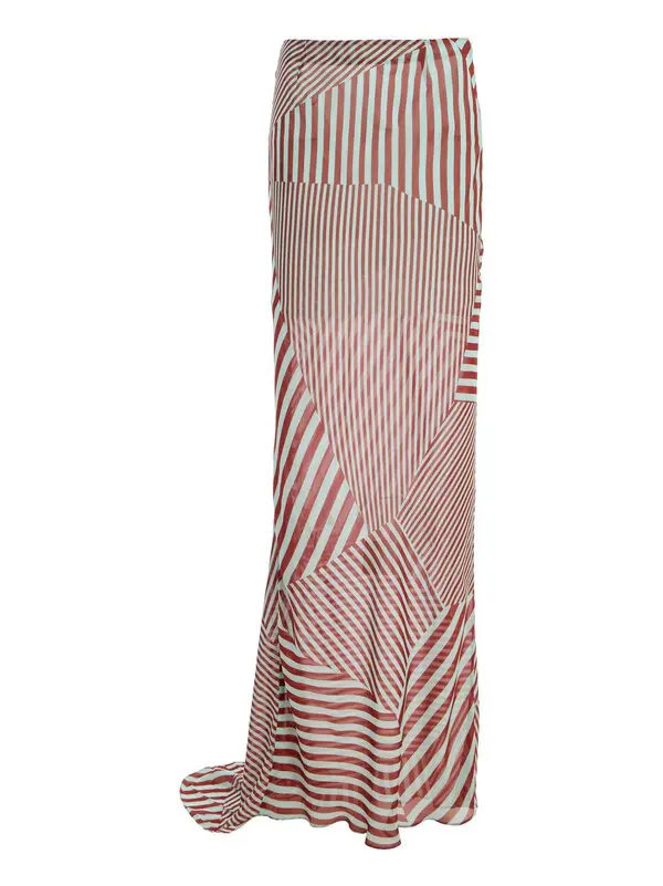 DE LA VALI Exclusive La Isla Diosa Striped Chiffon Maxi Skirt - Multi