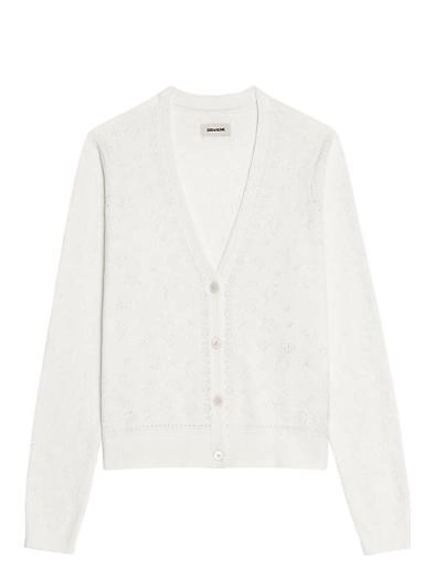 Zadig&Voltaire Manala Pointelle Cotton Cardigan - Eggshell