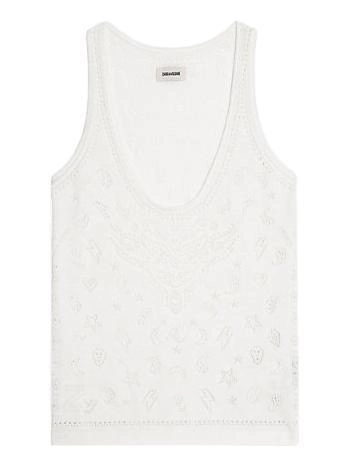 Zadig&Voltaire Jossy Pointelle Cotton Tank Top - Eggshell