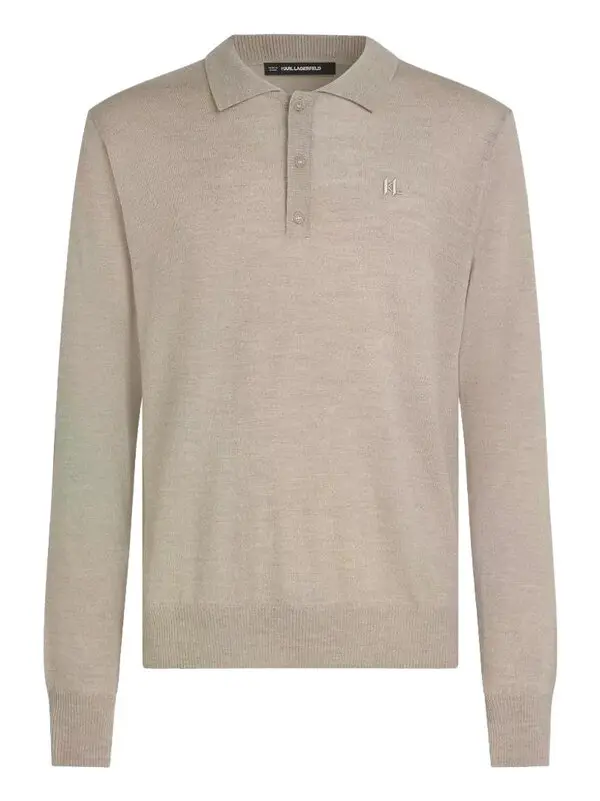 Karl Lagerfeld Long-sleeved Polo Shirt - Neutrals