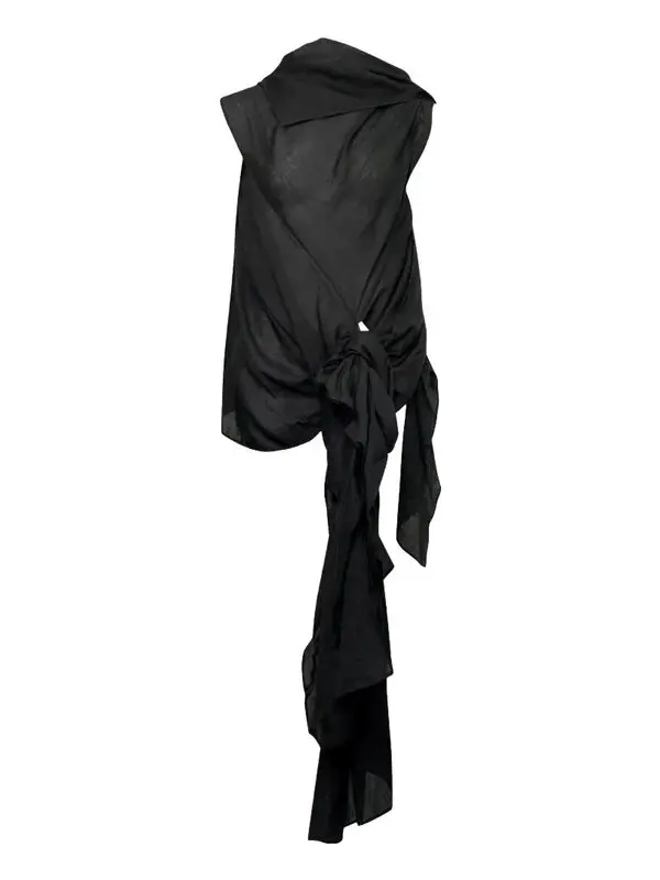 Yohji Yamamoto Sleeveless Twisted Detail Blouse - Black