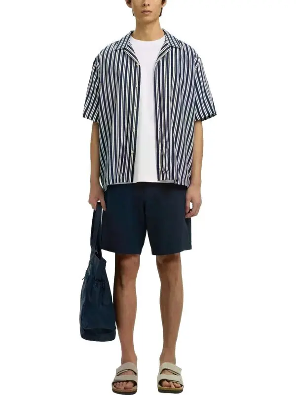 SELECTED Seersucker Cotton Shorts - Blue