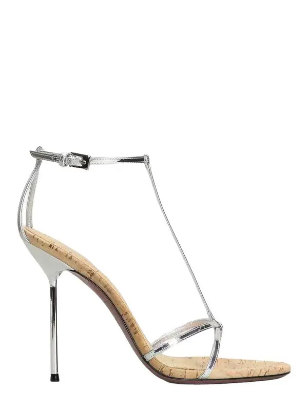Paris Texas Lidia Metallic-effect T-bar Sandals - Silver