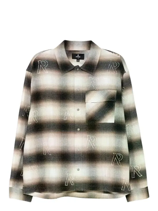 REPRESENT Initial-embroidered Plaid Shirt - Neutrals