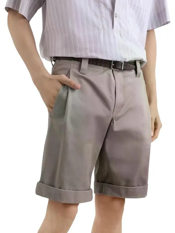 Dolce & Gabbana Chino Shorts With Cuffs And Topstitching - Grey