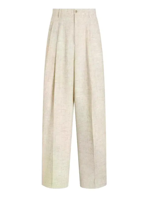 Dolce & Gabbana Tweed Effect Linen And Viscose Trousers - Neutrals