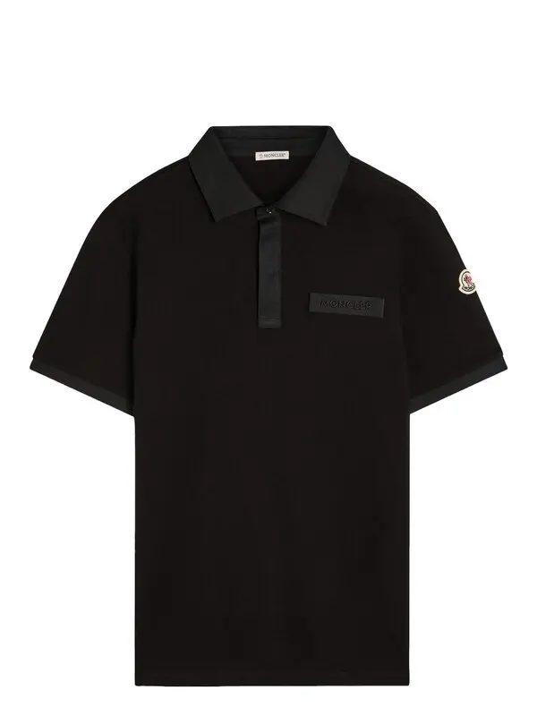Moncler Logo-embroidered Piqué Cotton Polo Shirt - Black