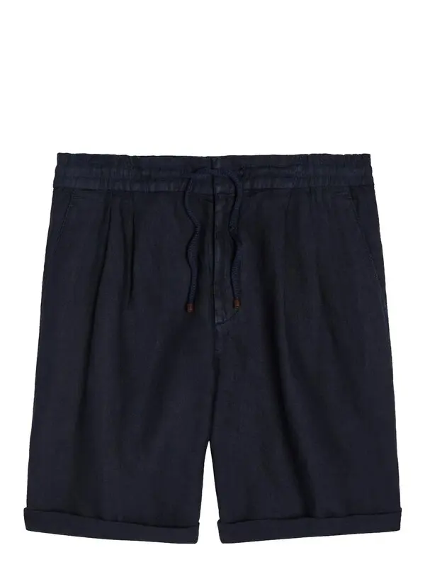 Brunello Cucinelli Bermuda Linen Shorts - Navy