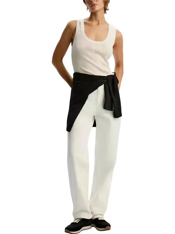 12 STOREEZ Ribbed Merino Wool Scoop Neck Tank Top - Neutrals