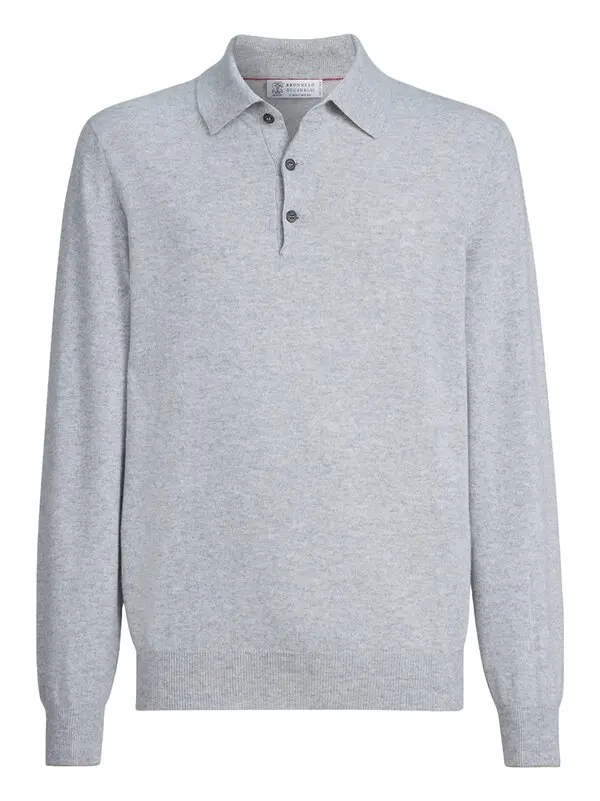 Brunello Cucinelli Cashmere Polo Sweater - Grey