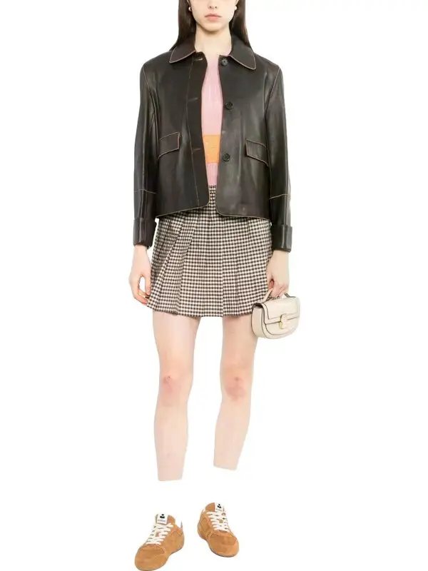 Moncler Check Pattern Pleated Mini Skirt - Neutrals