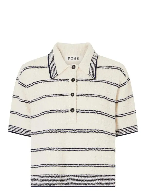RÓHE Striped Cotton-blend Terry Polo Shirt - Multi