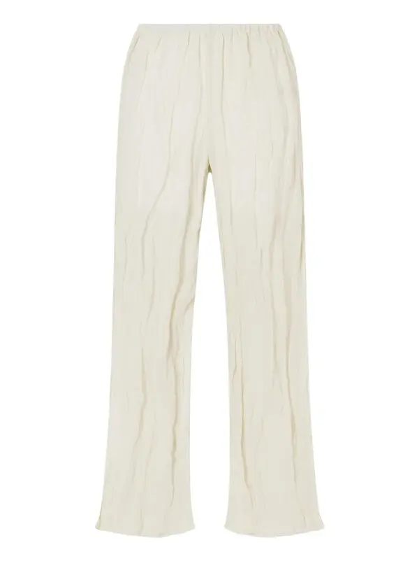 RÓHE Crinkled Cotton-blend Wide-leg Pants - Neutrals