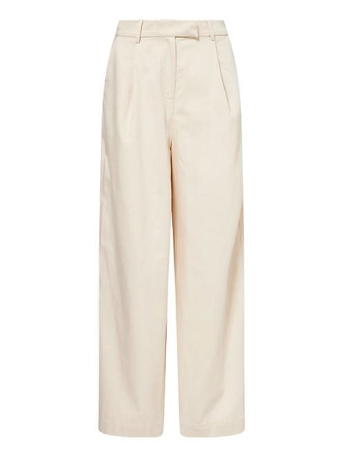 Oddmuse High-rise Wide-leg Cotton-blend Trousers - Stone