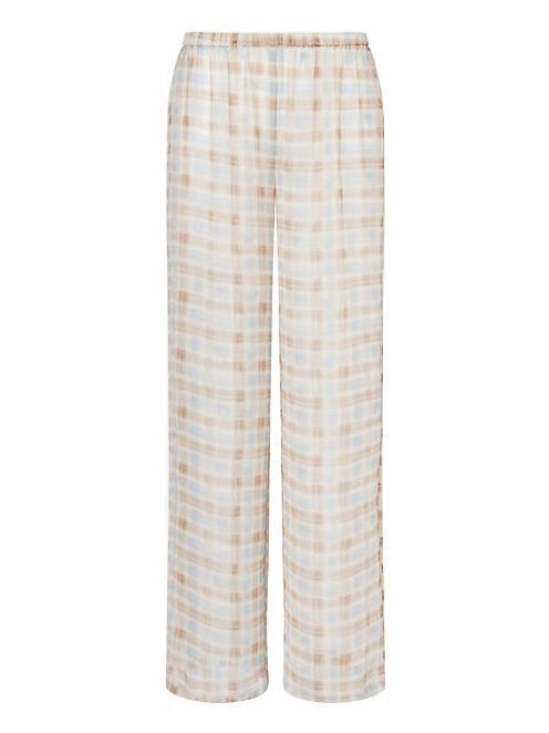 HYPHEN Check-print Wide-leg Sheer Trousers - Blue & Brown