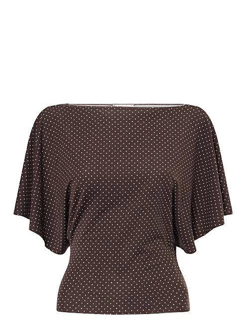 REFORMATION Avery Ted Woven Knit Top - Dot