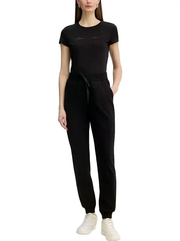 Armani Exchange Embellished Logo Round Neck T-shirt - Black