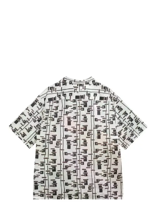 Prada Geometric-print Short-sleev Shirt - Neutrals