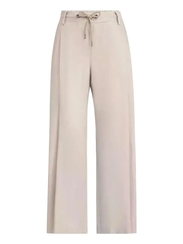Brunello Cucinelli Linen Trousers With Monili Detail - Neutrals