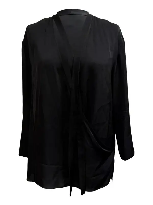 Theory Silk Tie-front Relaxed Blouse - Black