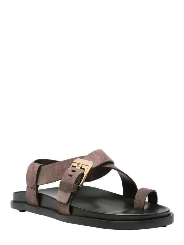 TOD'S Suede Buckle-fastening Toe-strap Sandals - Brown