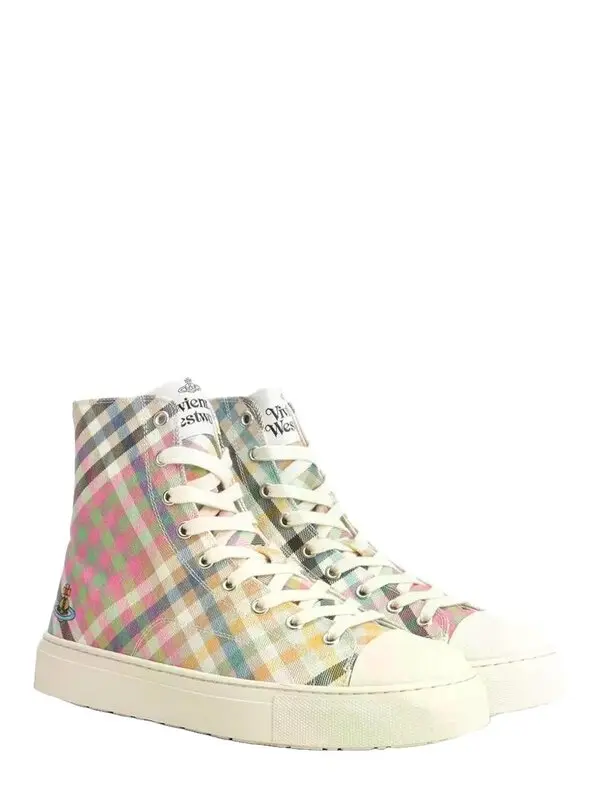 VIVIENNE WESTWOOD High Top Plaid Sneakers - Neutrals