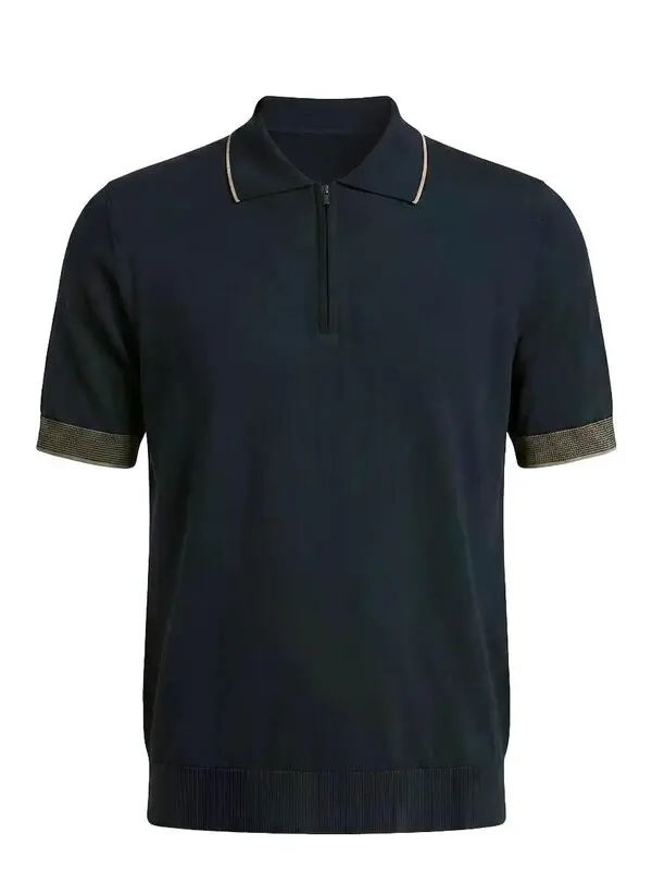Peserico Zip-fastening Fine-knit Polo Shirt - Blue