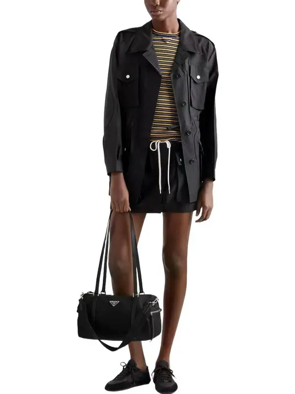 Prada Re-nylon And Saffiano Leather Duffel Bag - Black