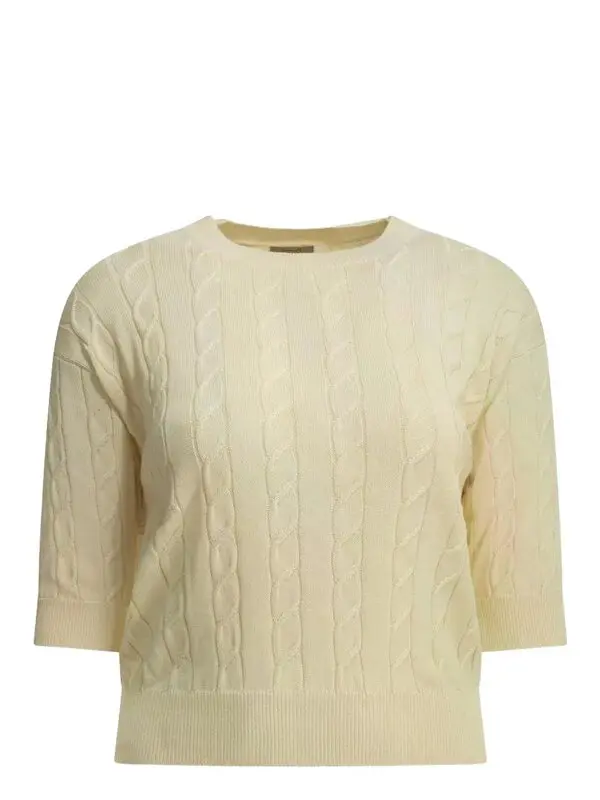 RAKKI Cable-knit Short-sleeve Sweater - Neutrals