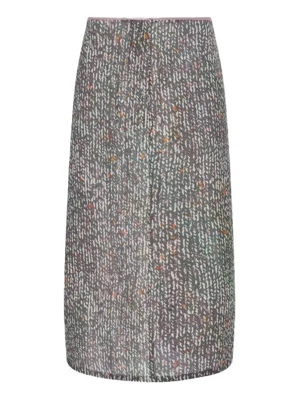 6397 Printed Midi Skirt - Grey