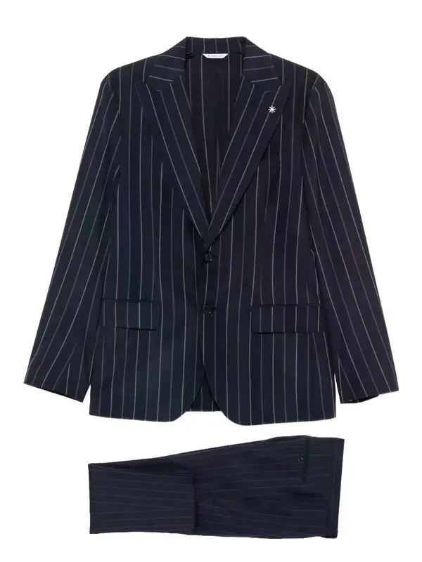 MANUEL RITZ Pinstripe-pattern Single-breasted Suit - Blue
