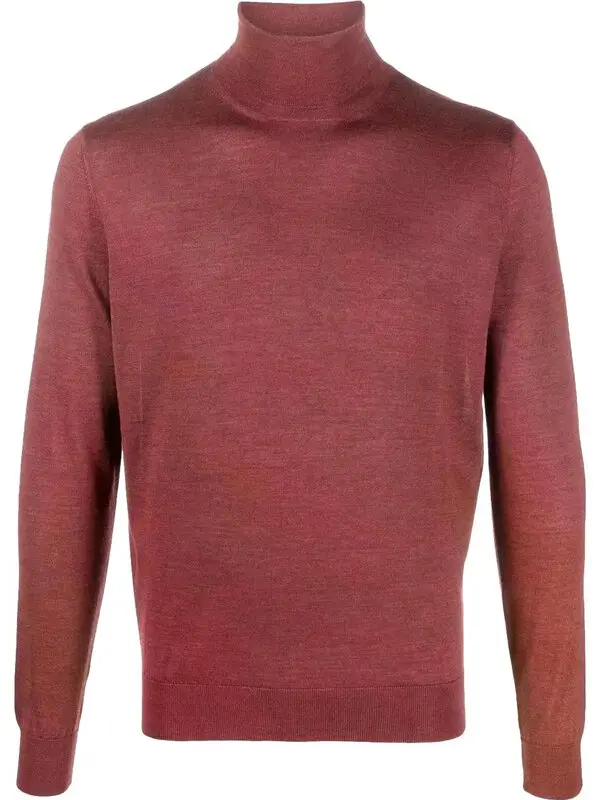 Colombo Roll-neck Fine Knit Jumper - Red