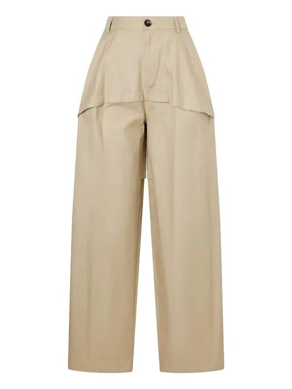 Loewe Paula's Ibiza Paneled Cotton Gabardine Wide-leg Pants - Neutrals