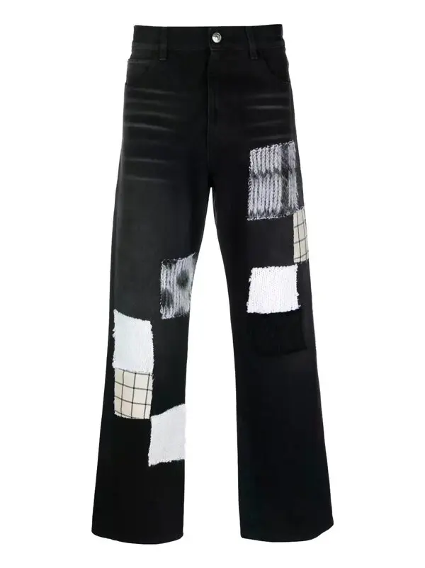 Marni Patchwork Straight-leg Jeans - Black