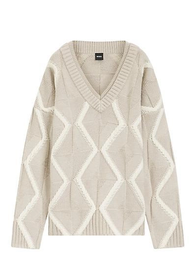 BOSS Aran Knitted Relaxed-fit Virgin-wool Jumper - Open Miscellaneous