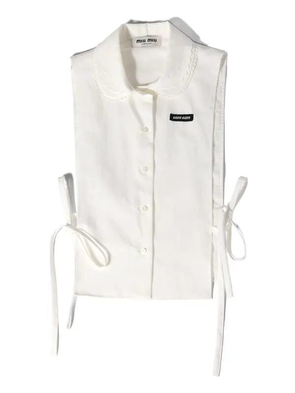 Miu Miu Slubbed Poplin Side-tie Shirt - White