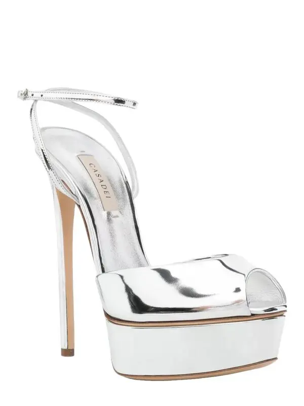 Casadei Platform Peep-toe Heeled Sandals - Silver