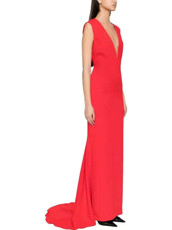 Solace London Althea Plunging V-neck Sleeveless Maxi Dress - Red