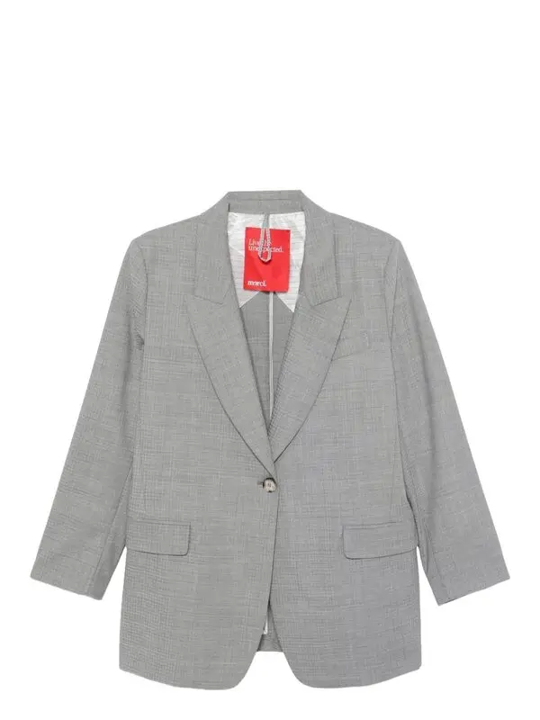 MERCI Single-breasted Blazer With Peak Lapels - Grey