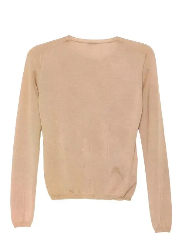 Prada Beige Fine Knit Crew Neck Long Sleeve Top - Neutrals