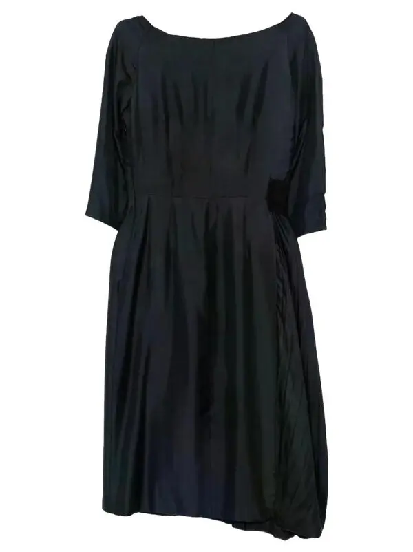 Prada Pleated Floral-appliqué Dress - Grey