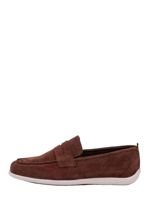 FRAU Suede Square-toe Loafers - Brown