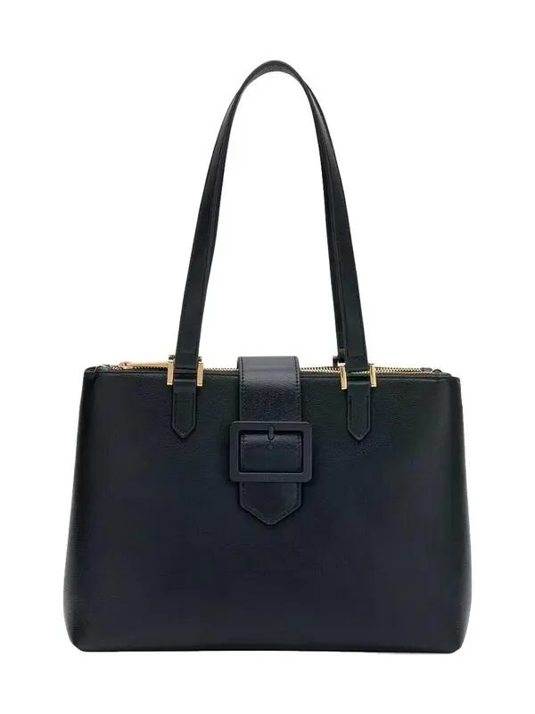 FRAU Buckle-detail Pebbled Tote Bag - Black