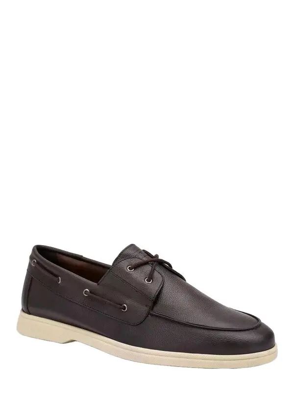 FRAU Grained Leather Boat Shoes - Brown