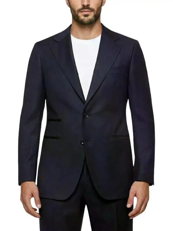 FRANZESE COLLECTION Wool Single-breasted Blazer - Blue