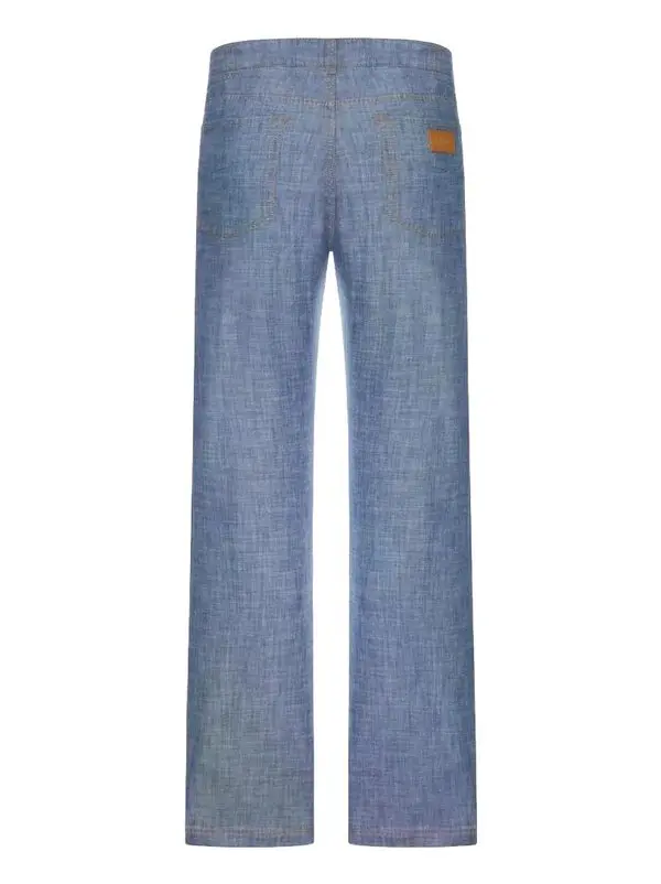 Fendi Logo-patch Straight-leg Trousers - Blue