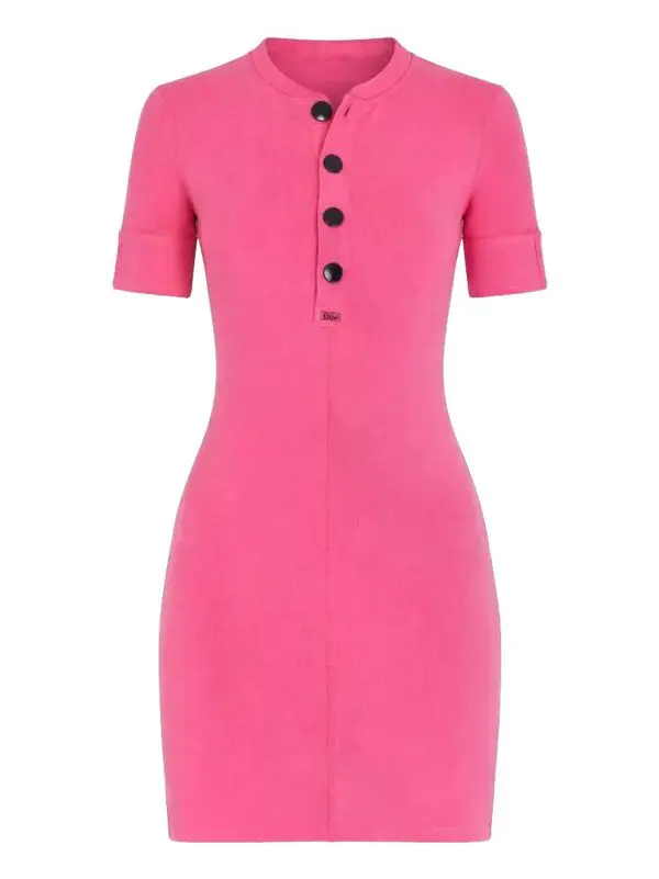 Chloé Ribbed-knit Short-sleeve Dress - Pink