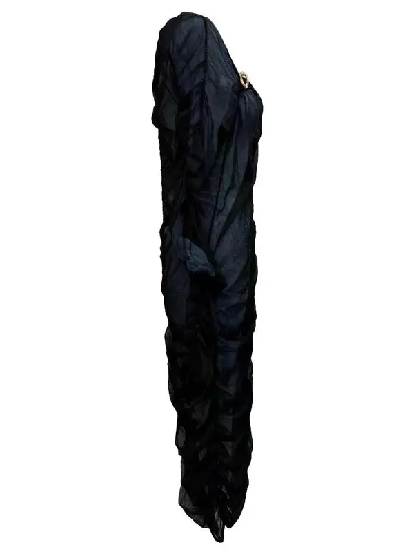 Bottega Veneta Sheer Ruffle Embellished Dress - Black