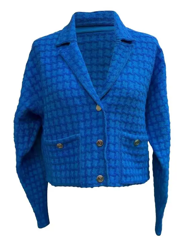 Sandro Tweed Cropped Blazer - Blue